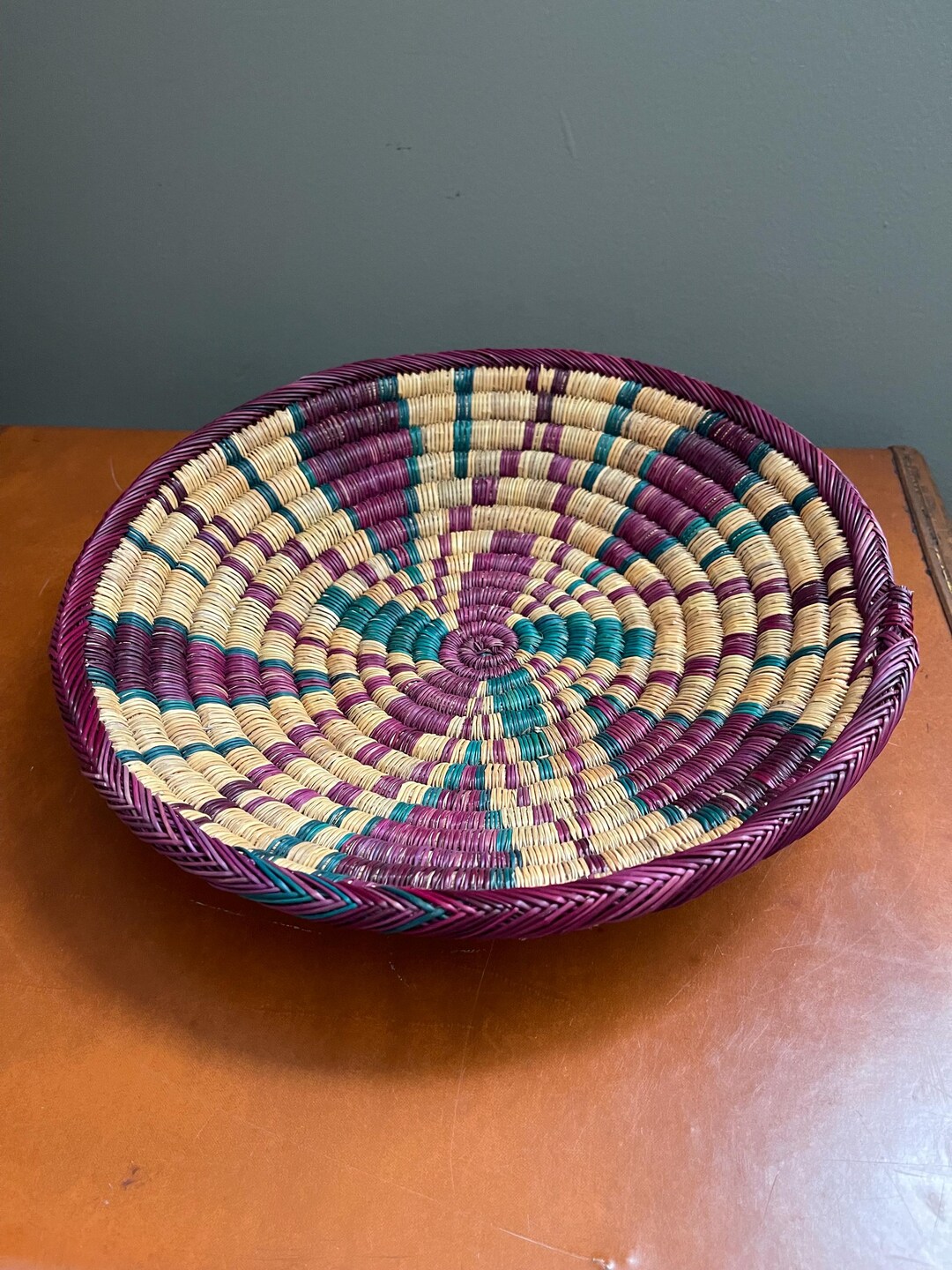 Vintage 12” Tribal Navajo Native American Style Woven Wicker Ceremonial ...