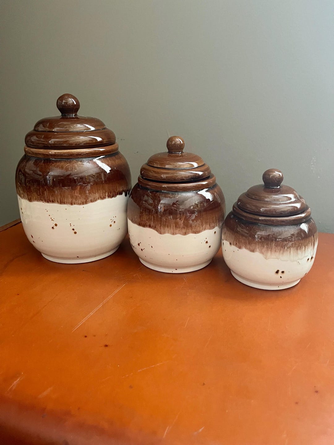Rare Vintage Set Handmade in Italy Italian Ceramic Kitchen Storage Jars ...