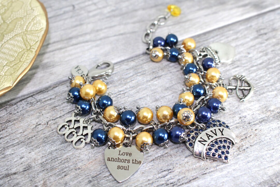 Love Anchors the Soul US Navy Charm Bracelet in Stainless Steel - Etsy