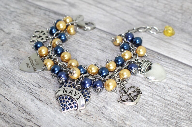 Love Anchors The Soul US Navy Charm Bracelet in Stainless | Etsy