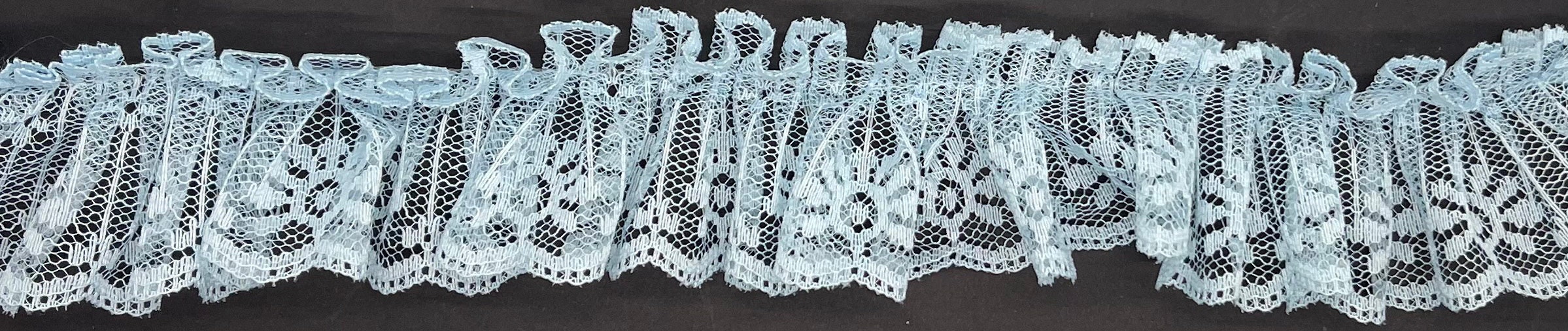 1&1/2 pleated ruffled light blue lace fabric trim 15 | Etsy