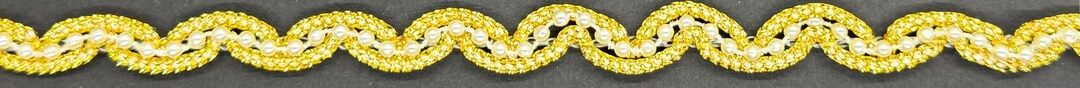 1/4" Metallic Gold and Pearl Rickrack Ric Rac Fabric Trim Trimming 12 ...