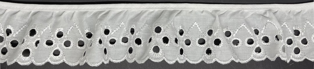 2" White Gathered Ruffled Eyelet Fabric Trim 16 Yards - Etsy
