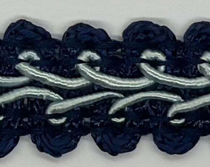 1/2 Navy Blue Light Blue French Gimp Chinese Gimp Fabric Trim 17 Yards ...