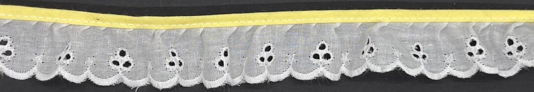 1" White Ruffled Eyelet Yellow Piping Fabric Trim 25 Yards - Etsy