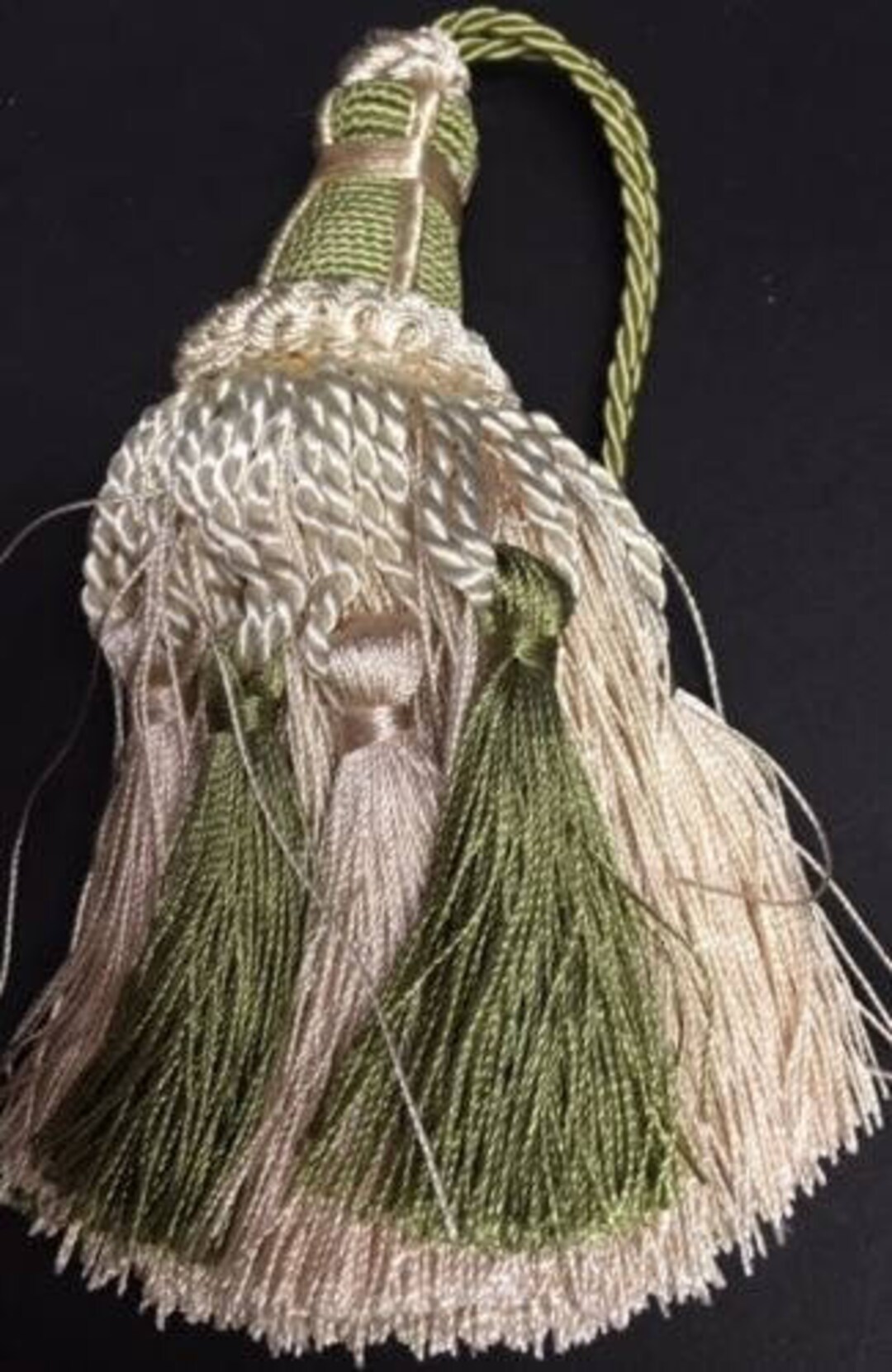 5&1/2" Sage Ivory Tied Key Tassel Fabric Trimming - Etsy