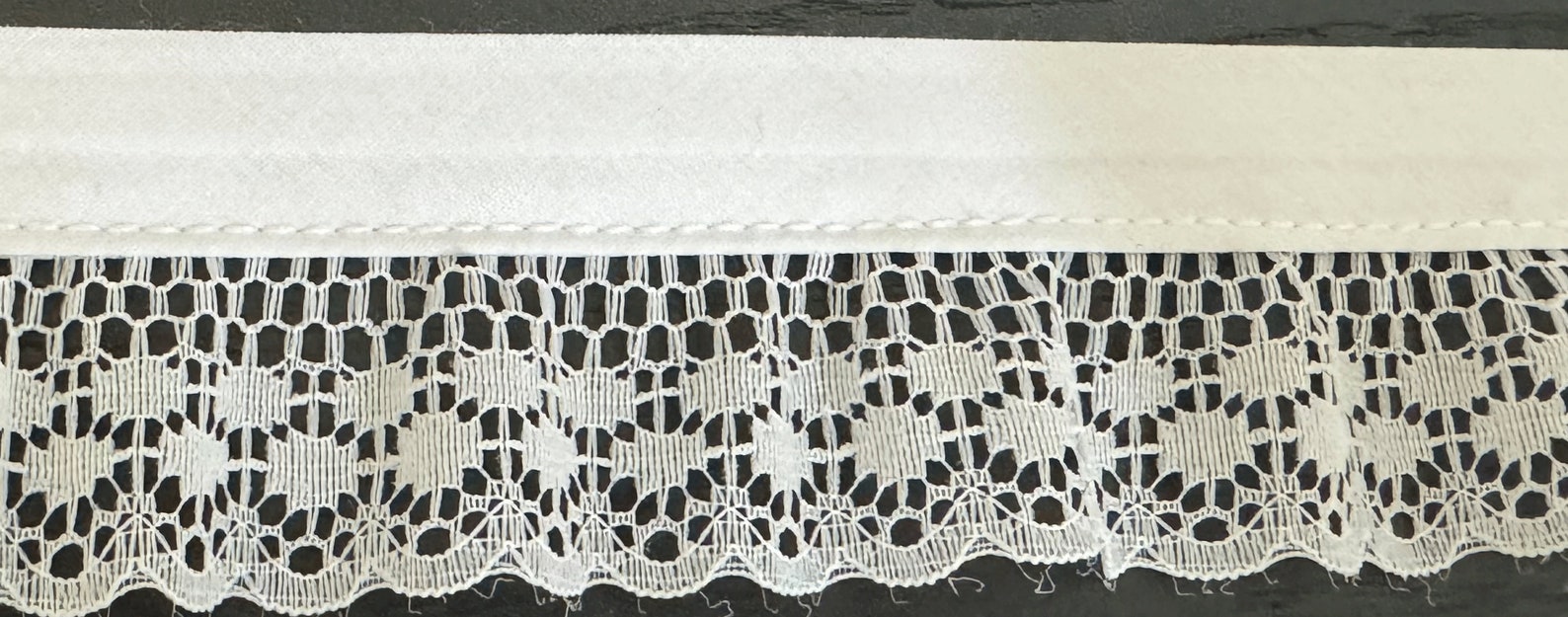 1&1/2" White Lace Ruffled Fabric Trim With Bias Header 6 Yards - Etsy