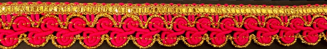 1/2" Fuchsia Hot Pink Metallic Gold French Gimp Braid Fabric Trim 20 ...