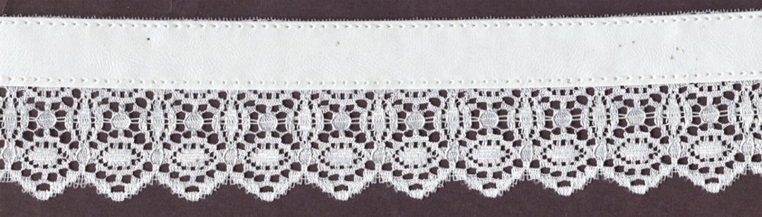 2 1/2" White Lace Fabric Trim Leather Header 10 Yards - Etsy