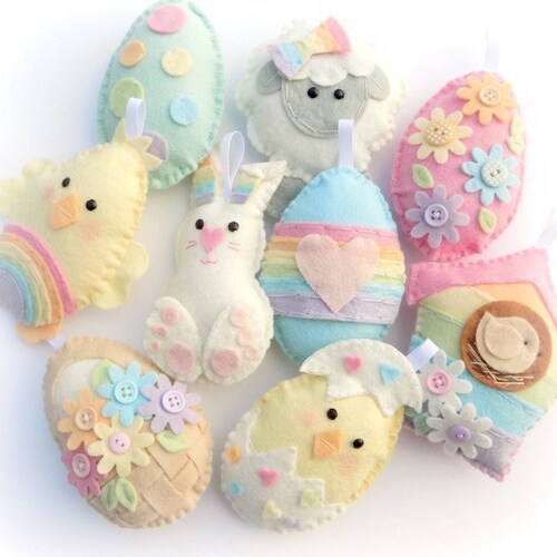 Sew Your Own Set of Felt Rainbow Easter Decorations. Easter - Etsy