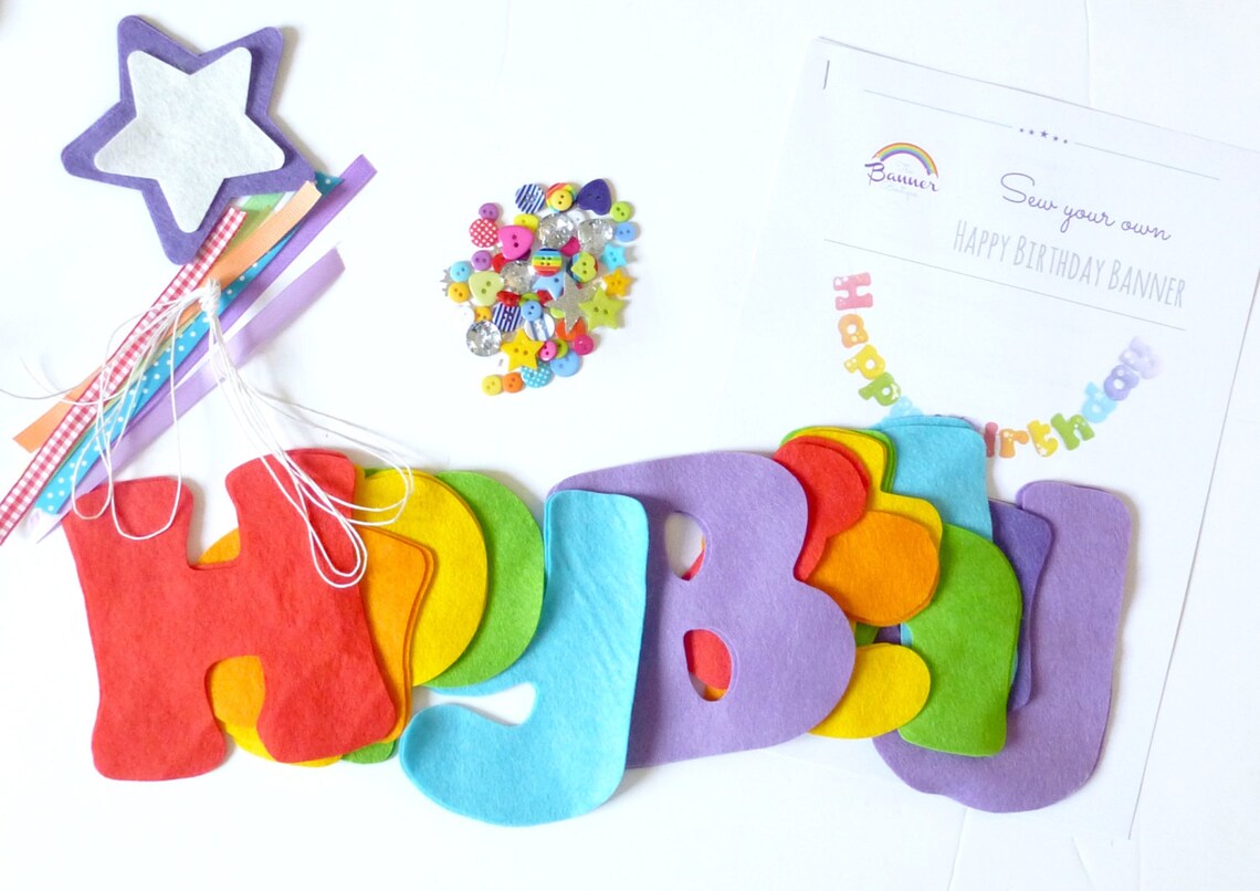 Sew Your Own Happy Birthday Banner. Pattern. Kit. - Etsy