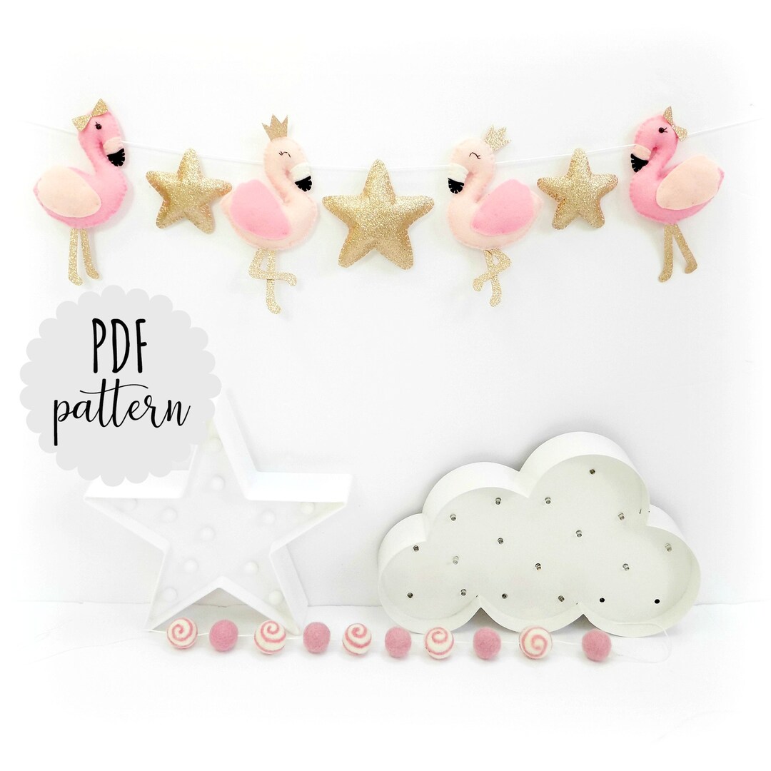 PDF Pattern to Make a Felt Flamingo Garland. Instant Download. Felt Kit ...