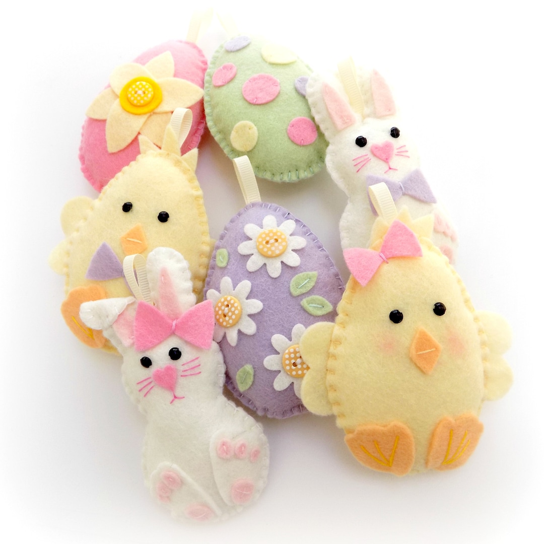 Handmade Set of Felt Easter Decorations. Easter Garland. Easter Bunny ...