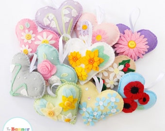 Sew Your Own Felt Flower Hearts. Felt Garland. Easter - Etsy