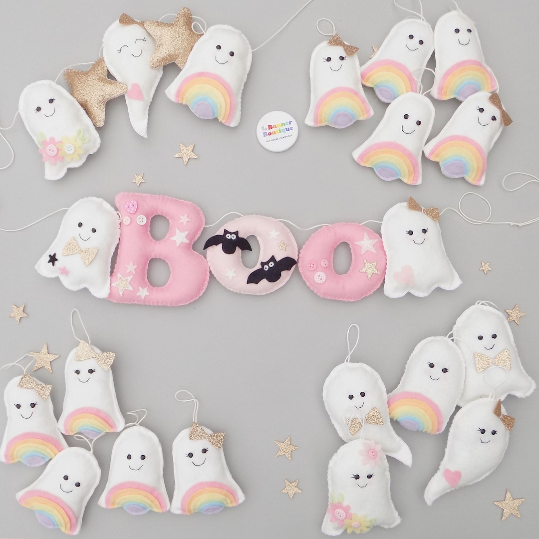 Felt Halloween Boo Garland,the Banner Boutique, Ghost Garland, Pastel ...