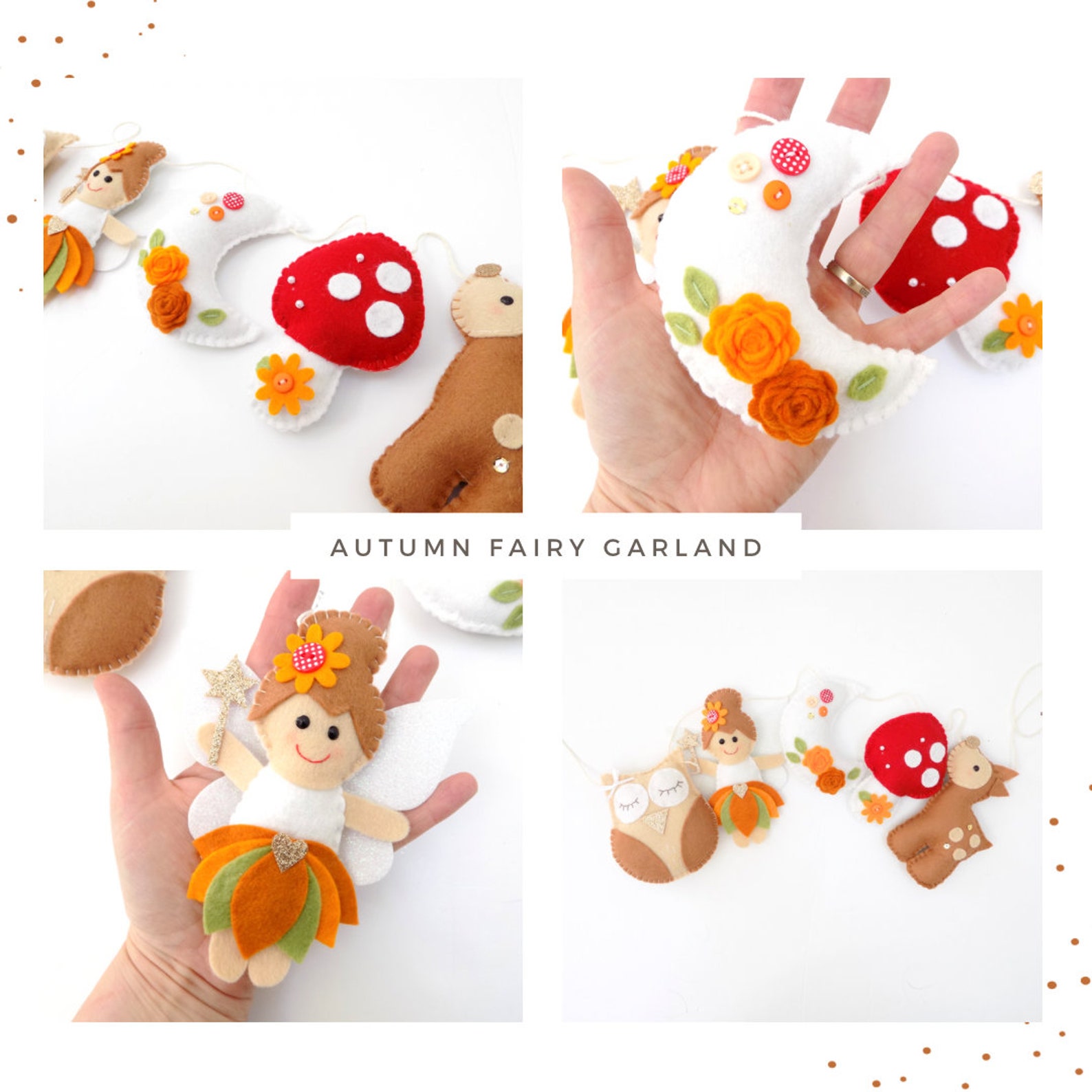 PDF Pattern for Felt Autumn Fairy Garland. Felt Fairy. Felt Moon. Felt ...