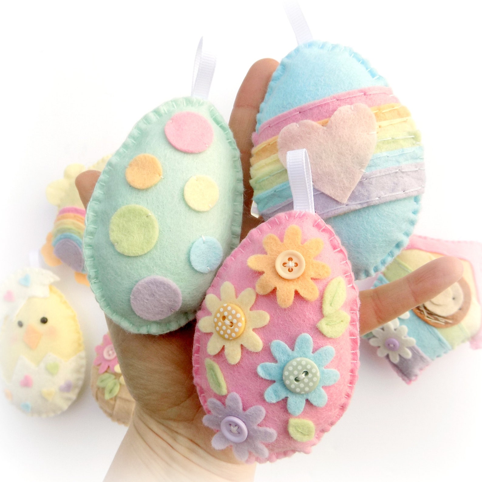 PDF Pattern to Make a Set of Felt Rainbow Easter Decorations, Easter ...