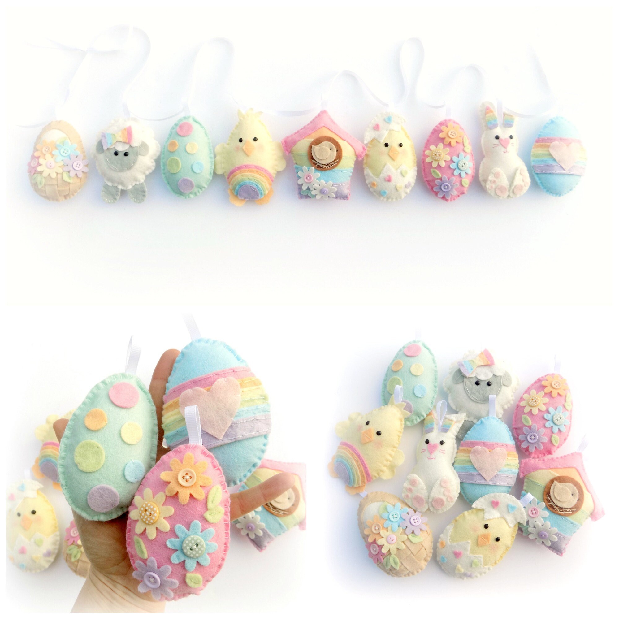 Sew Your Own Set of Felt Rainbow Easter Decorations. Easter - Etsy