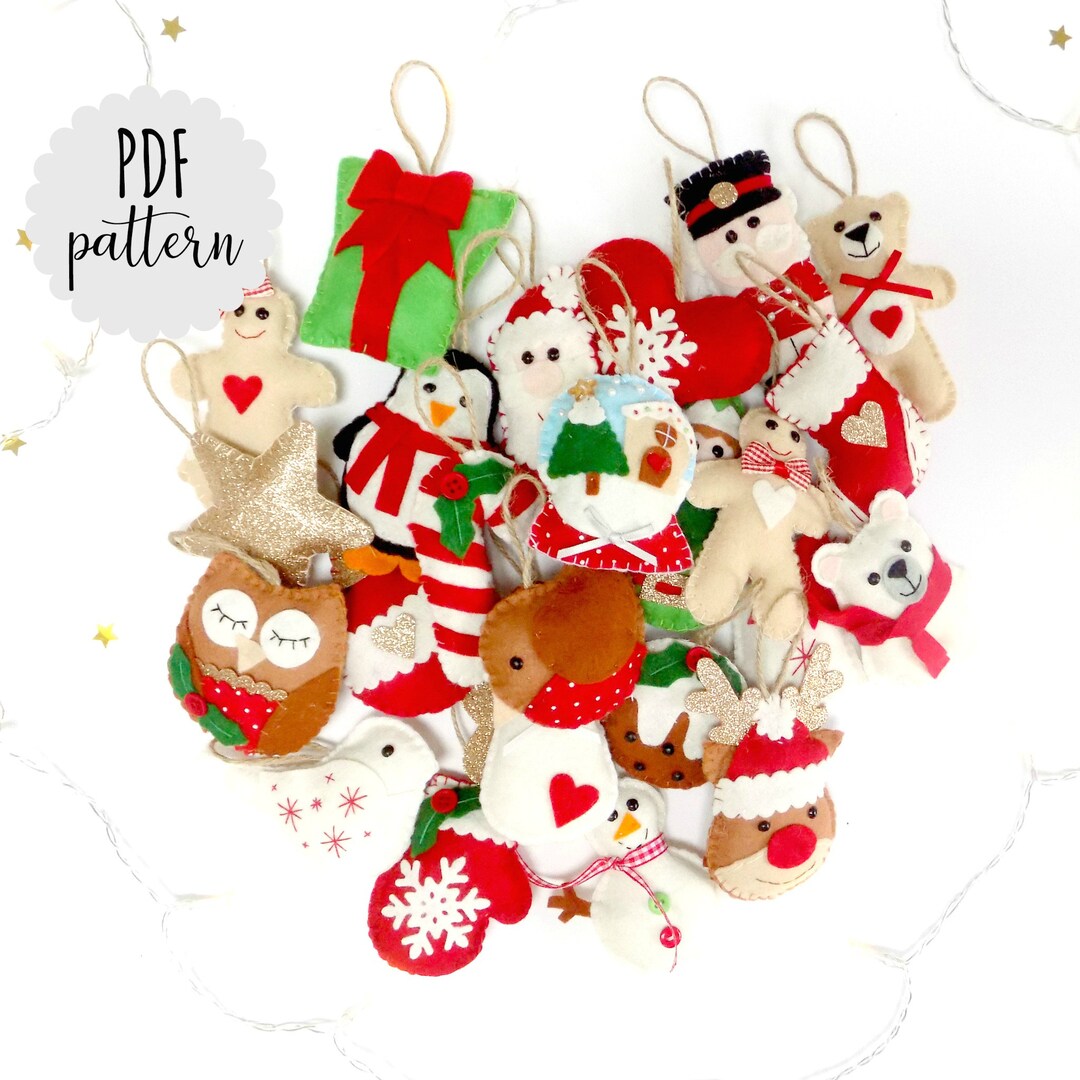 PDF Pattern Set of 24 Felt Christmas Advent Decorations. Christmas ...