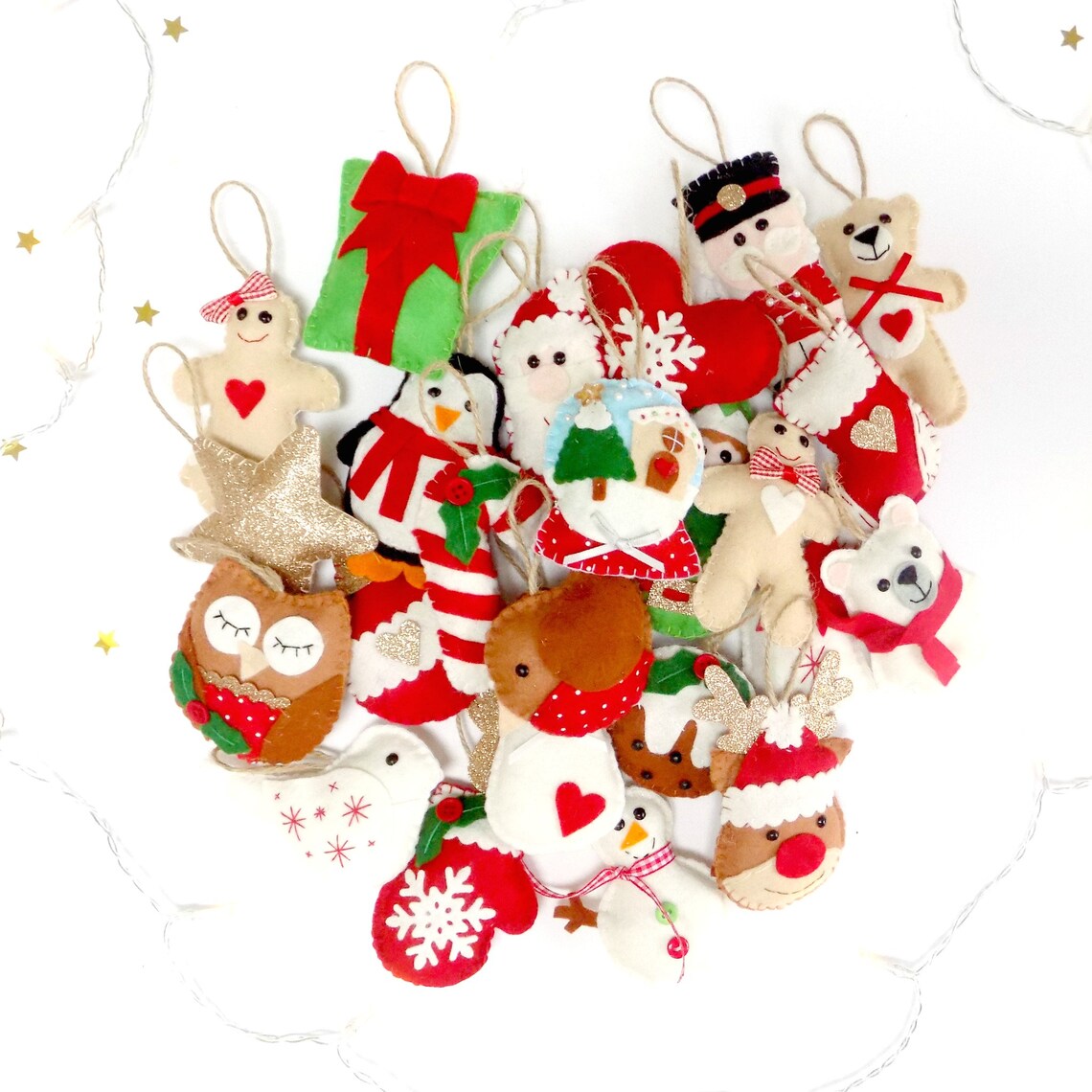 PDF Pattern for 12 Felt Christmas Decorations. Mini Advent - Etsy