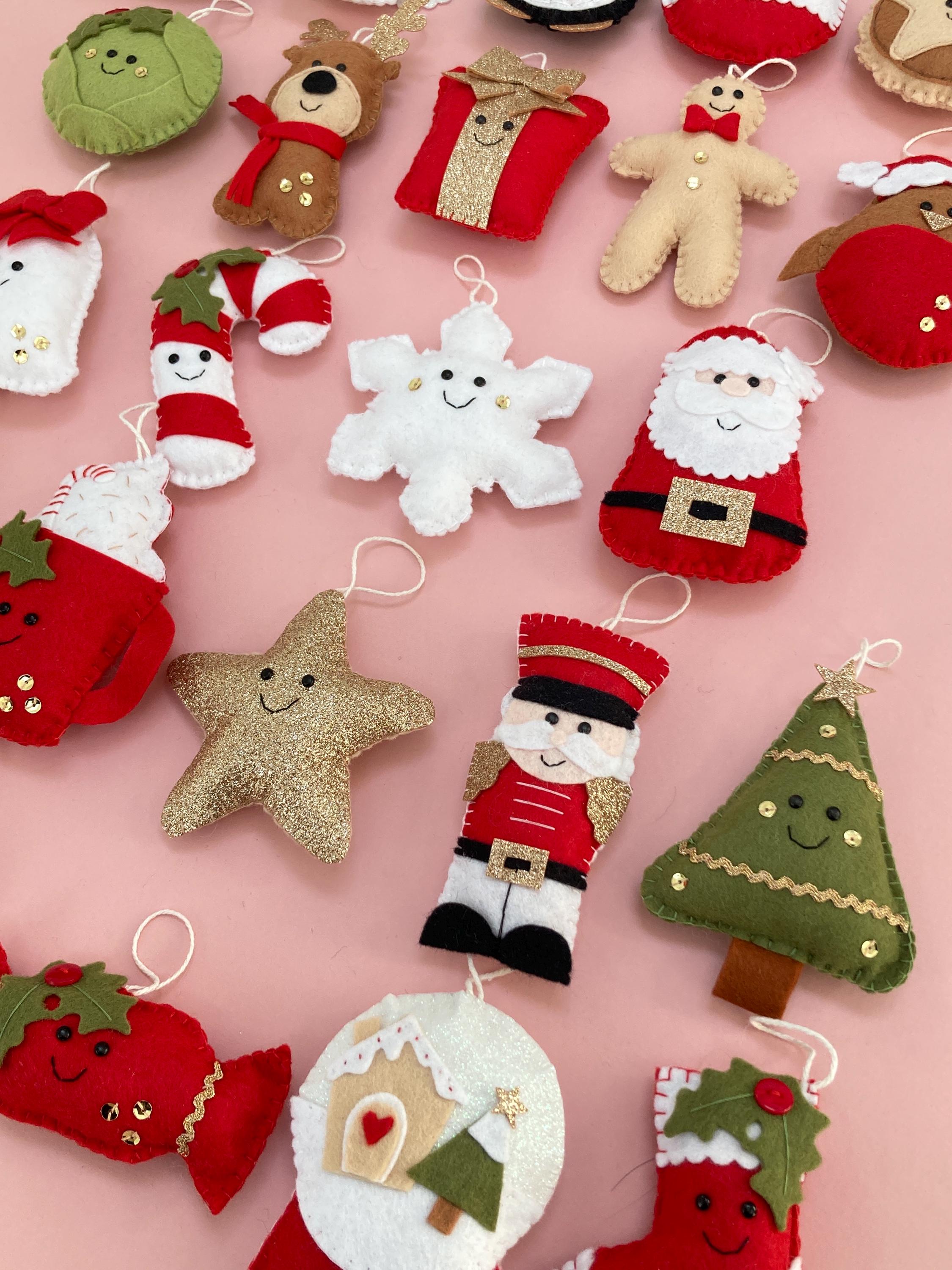 PDF Pattern to Make a Set of 24 Felt Happy Christmas Decorations ...