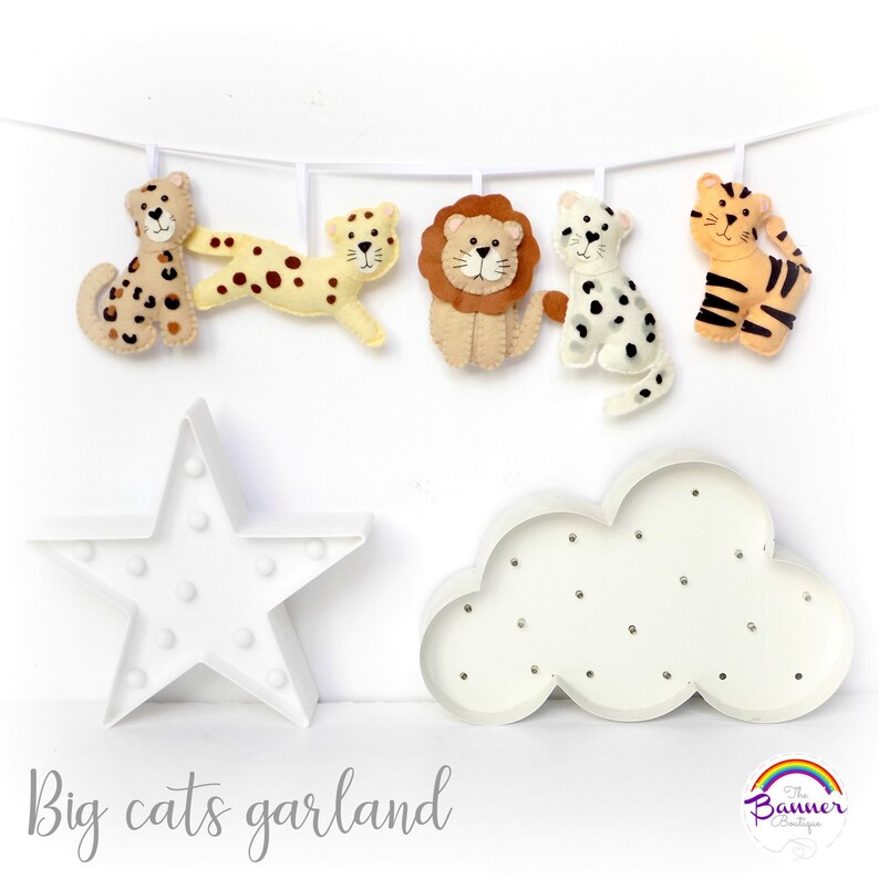 PDF Pattern to Sew a Big Cats Animal Nursery Garland. Felt - Etsy