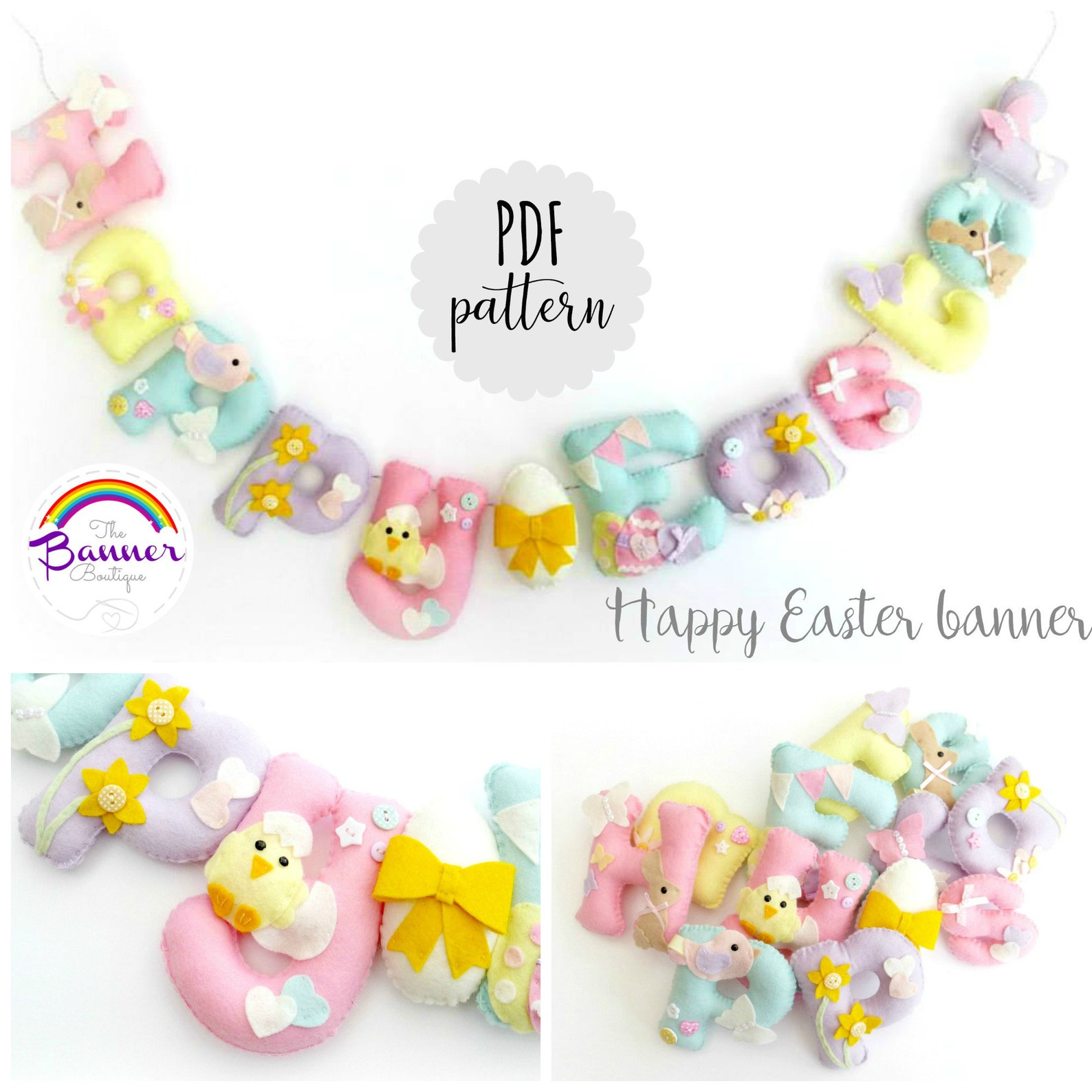 PDF Pattern to Make a Happy Easter Banner. Digital Pattern. | Etsy