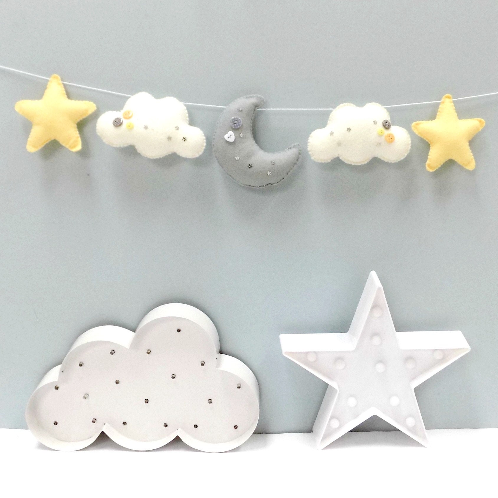 Sew Your Own Moon and Stars Felt Garland Kit Nursery Decor | Etsy