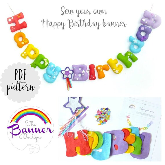 PDF Pattern to Make a Happy Birthday Banner. Pattern. Kit. | Etsy