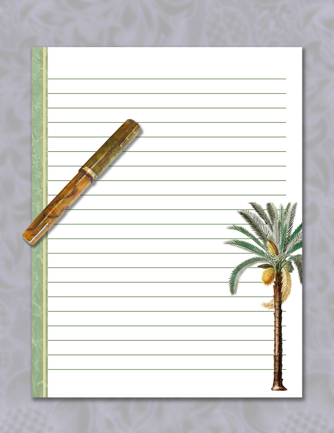Palm Tree Illustration Printable Stationery Instant Download Journal ...