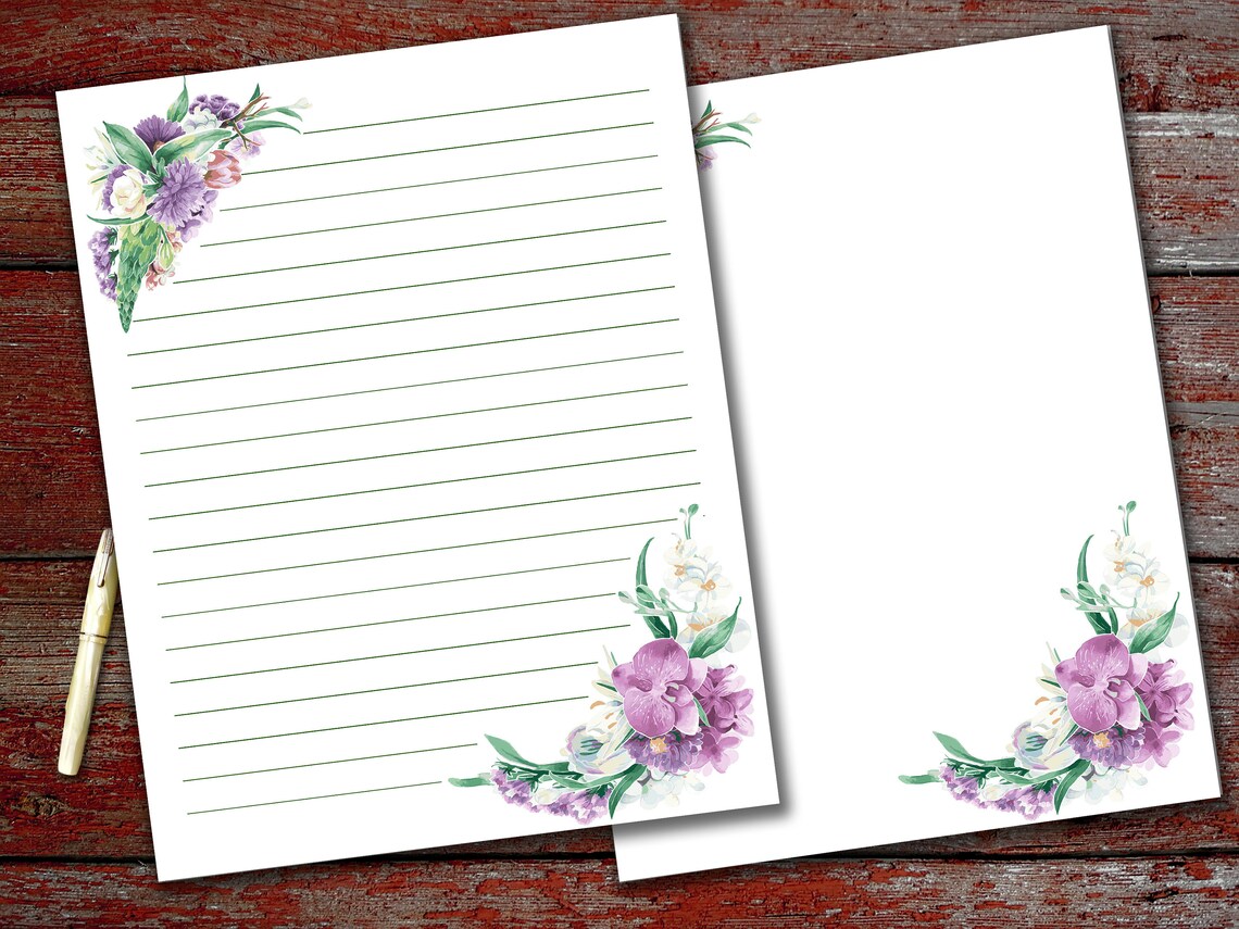 Violets Illustration Printable Paper Purple Green Instant Download ...