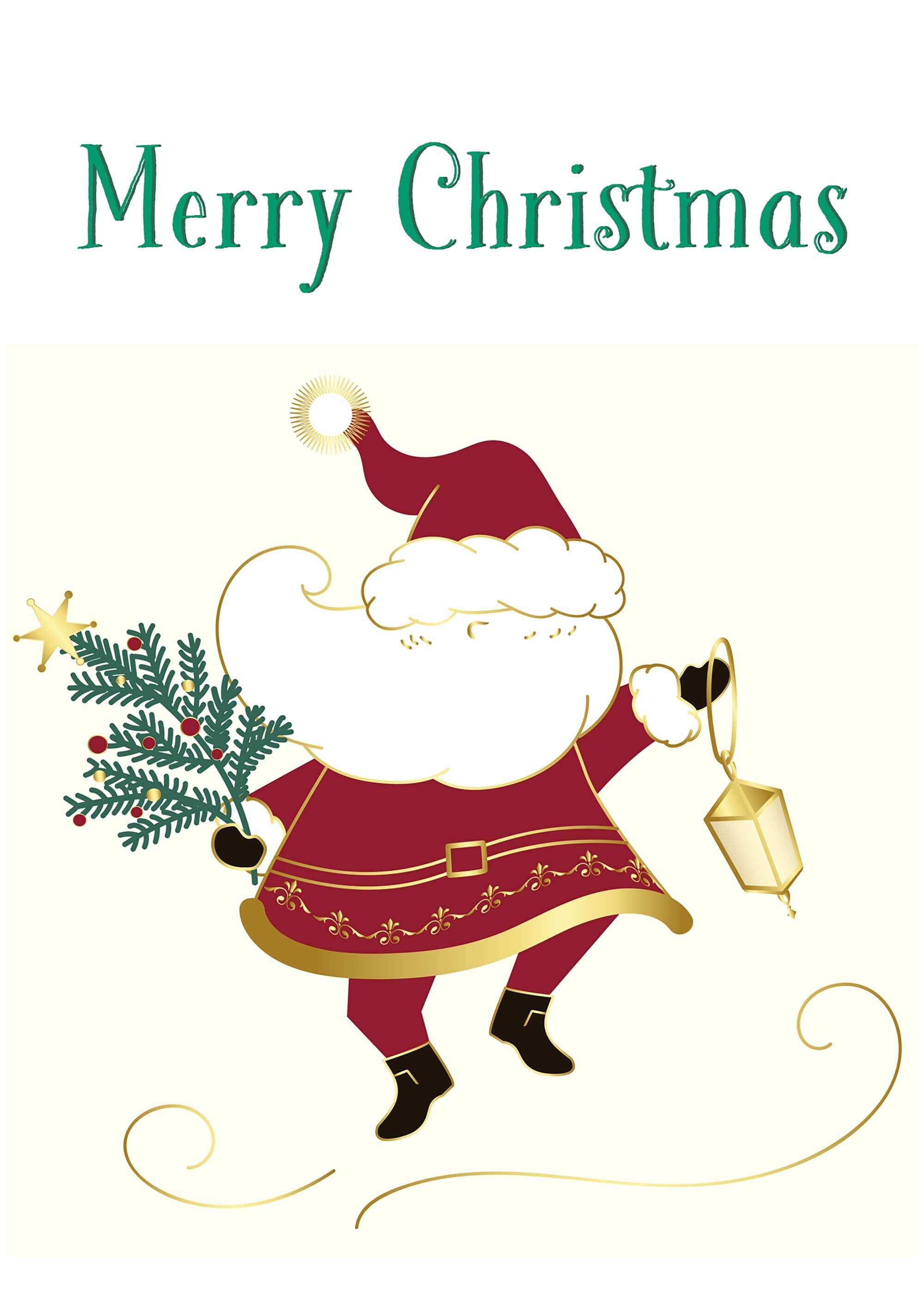 Dancing Santa Christmas Card Printable Instant Download Winter Holidays ...