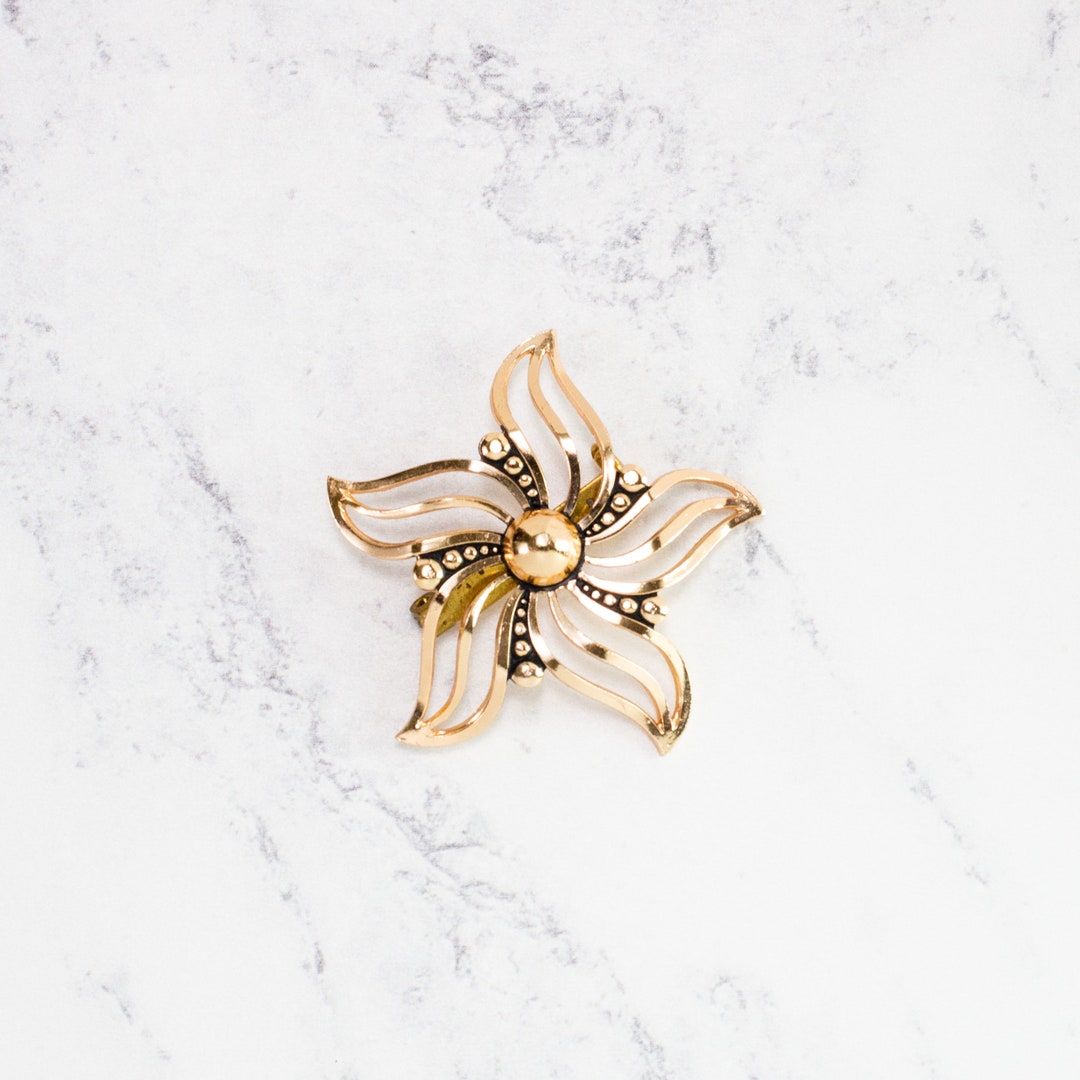 Vintage Gold Tone Flower - Etsy