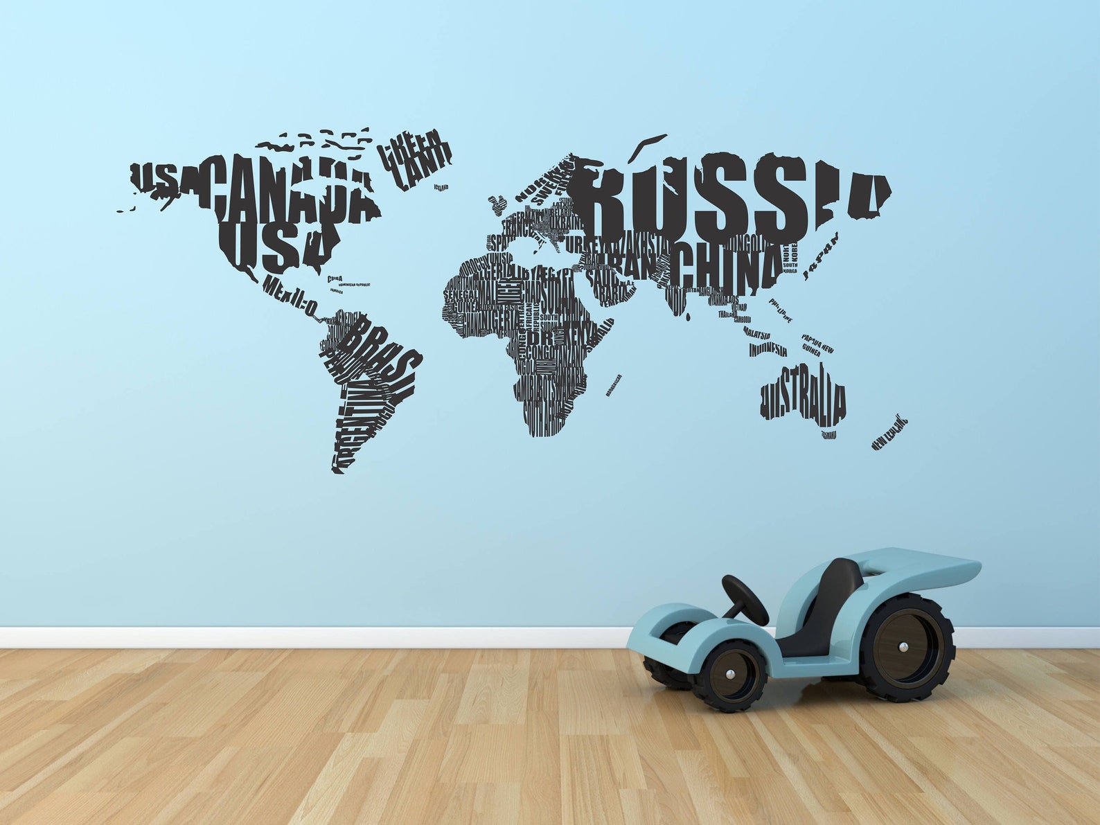 World Map Wall Decal Vinyl World Map - Etsy