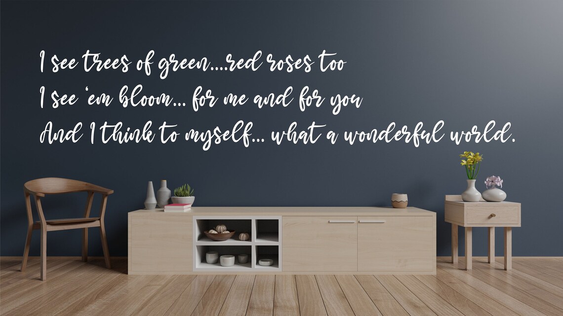 What A Wonderful World Vinyl Wall Decal Louis Armstrong Quote - Etsy