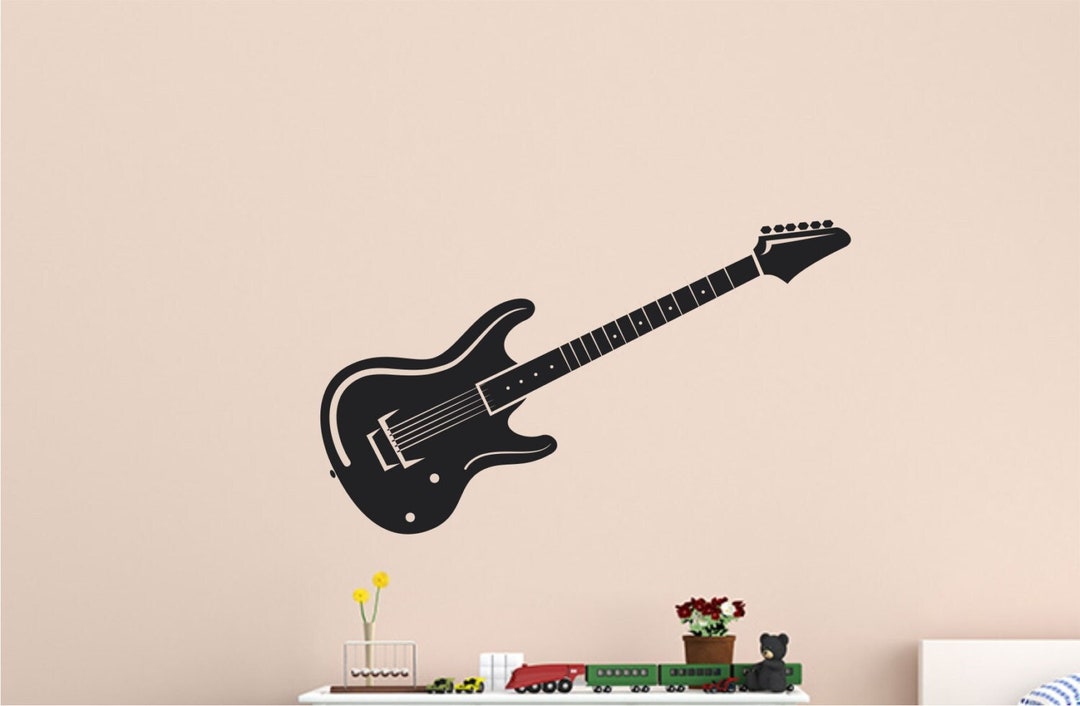 Wall Decal Vinyl Wall Decal Guitar, Guitar Home Decor, Office Decor ...