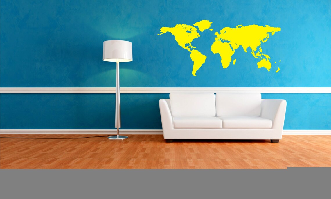 World Map Wall Decal Vinyl World Map Wall Decals Wall - Etsy Ireland