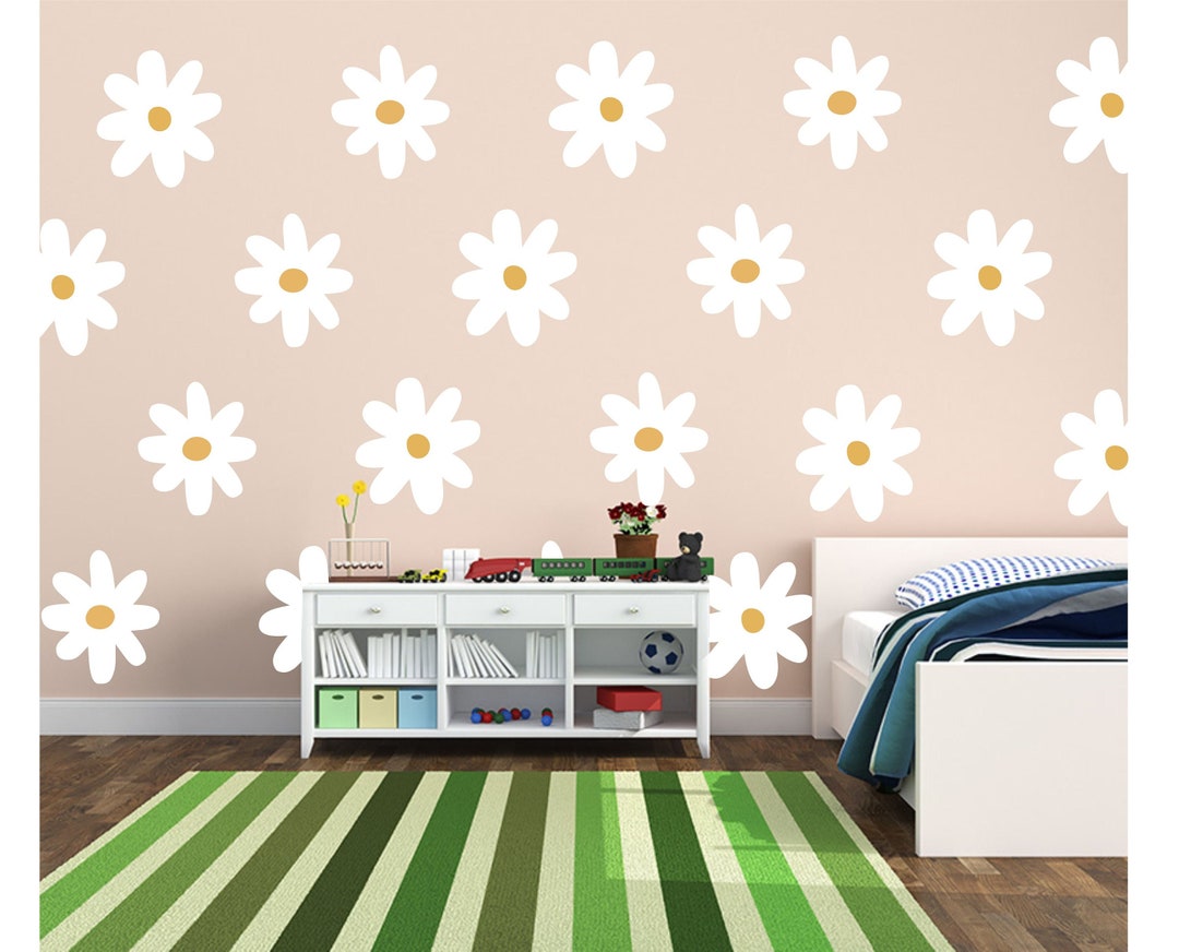 Daisy Wall Decals – Set of 10 Large Floral Stickers | 20x20inches ...