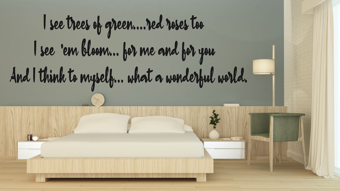 What A Wonderful World Vinyl Wall Decal Louis Armstrong Quote - Etsy