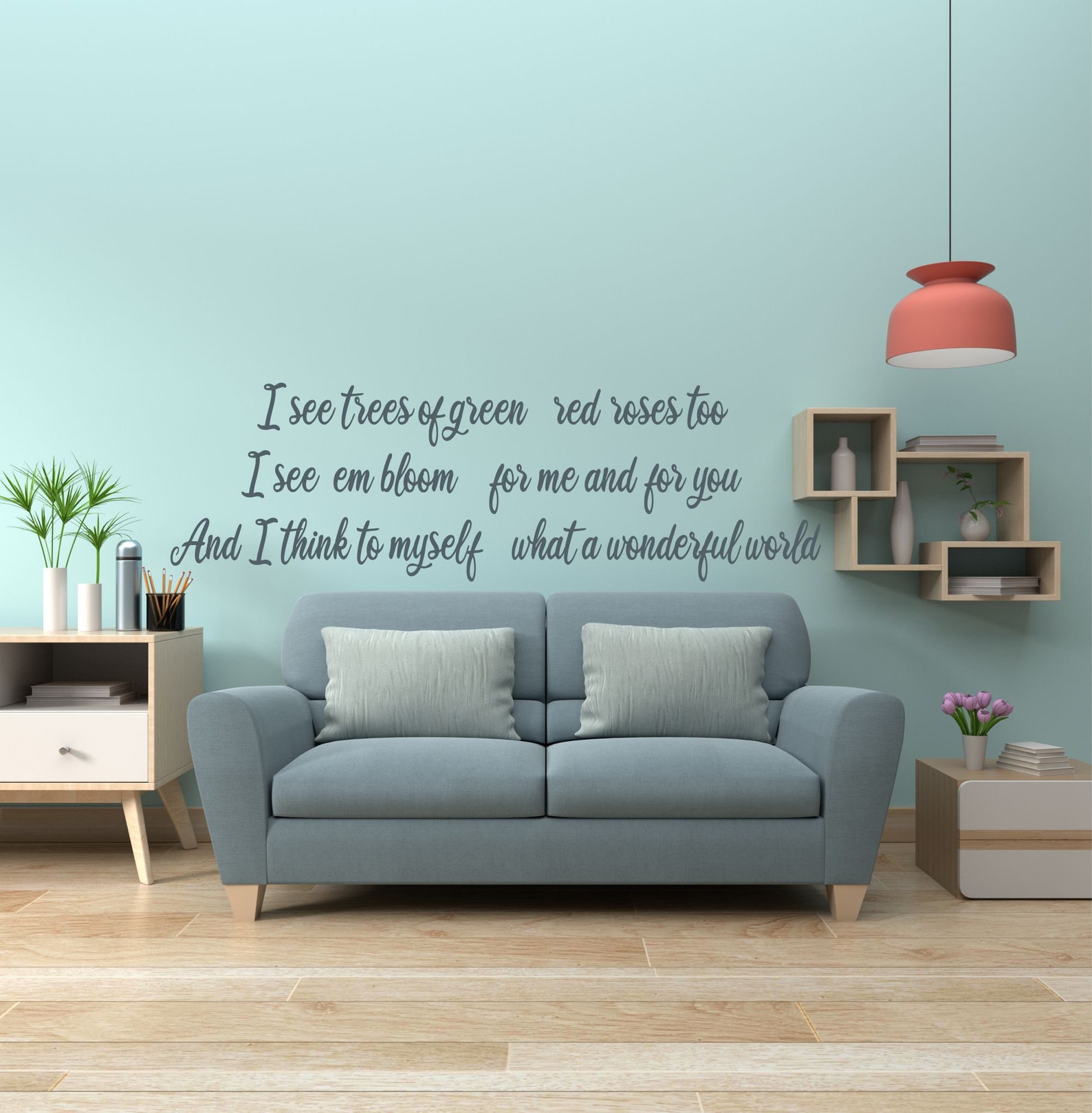 What A Wonderful World Vinyl Wall Decal Louis Armstrong Quote - Etsy