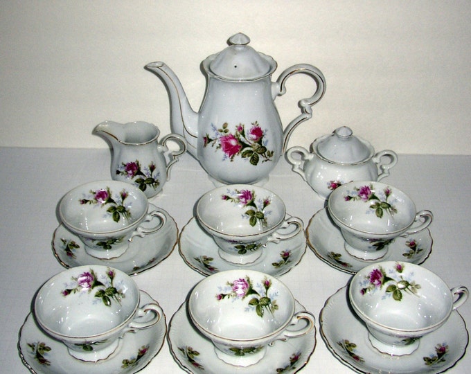 Vintage Tea Set, Royal Sealy China, Made in Japan, Moss Rose Pattern ...