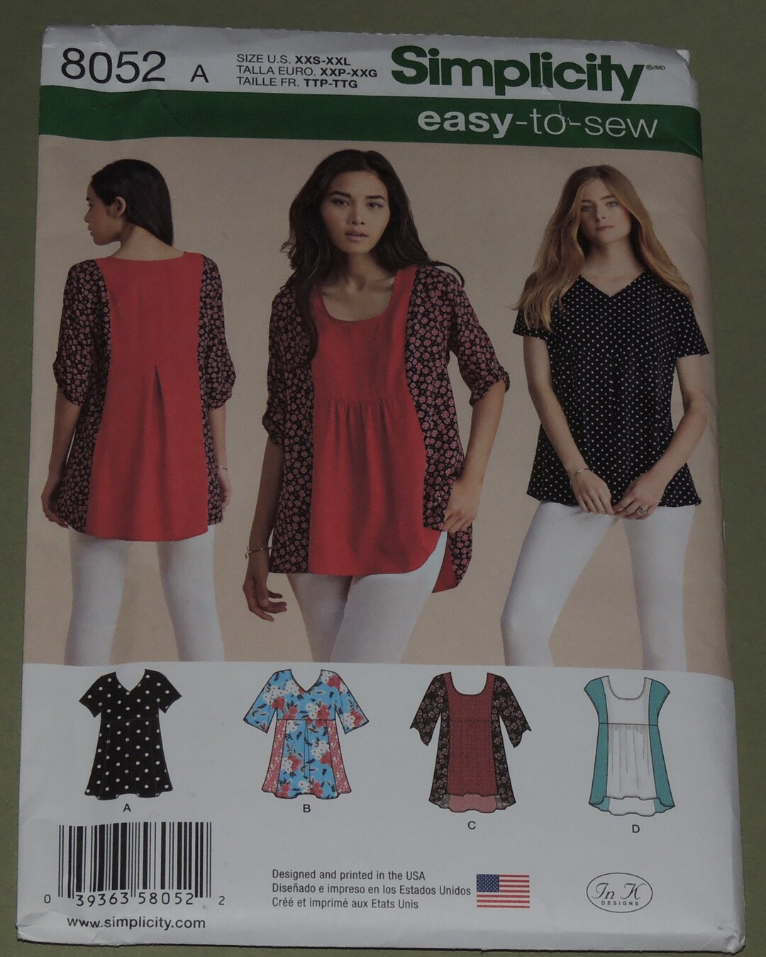 Uncut XXS-XXL Easy to Sew Top Pattern, Simplicity 8052 - Etsy