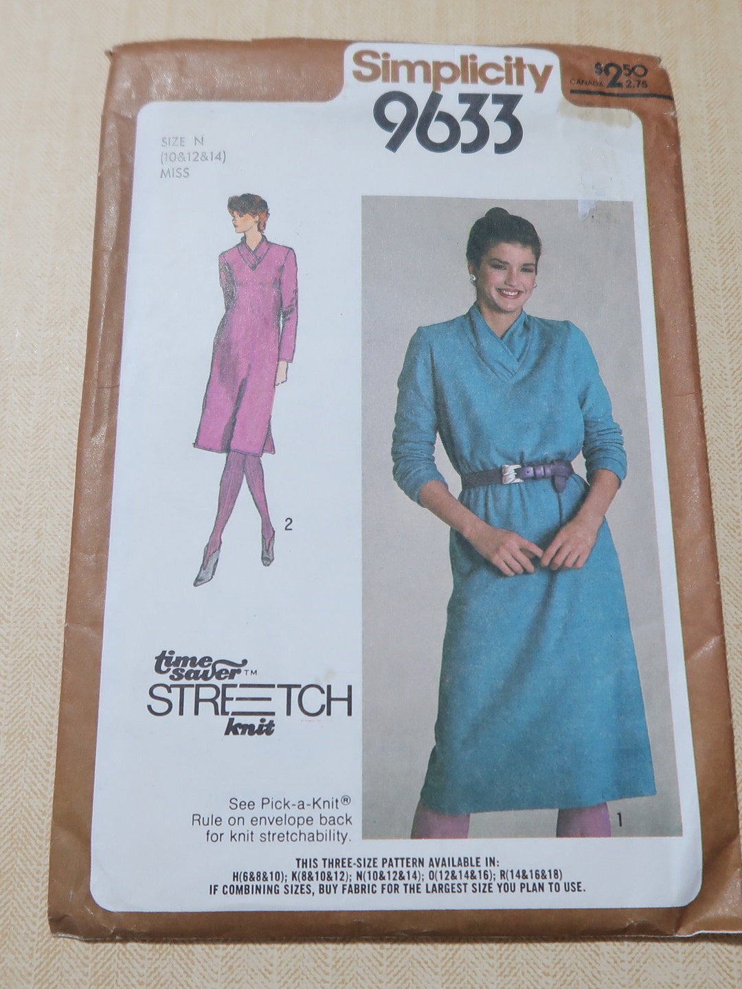 Uncut Bust 32.5-36 Simplicity 9633 Pullover Dress Pattern for Stretch ...