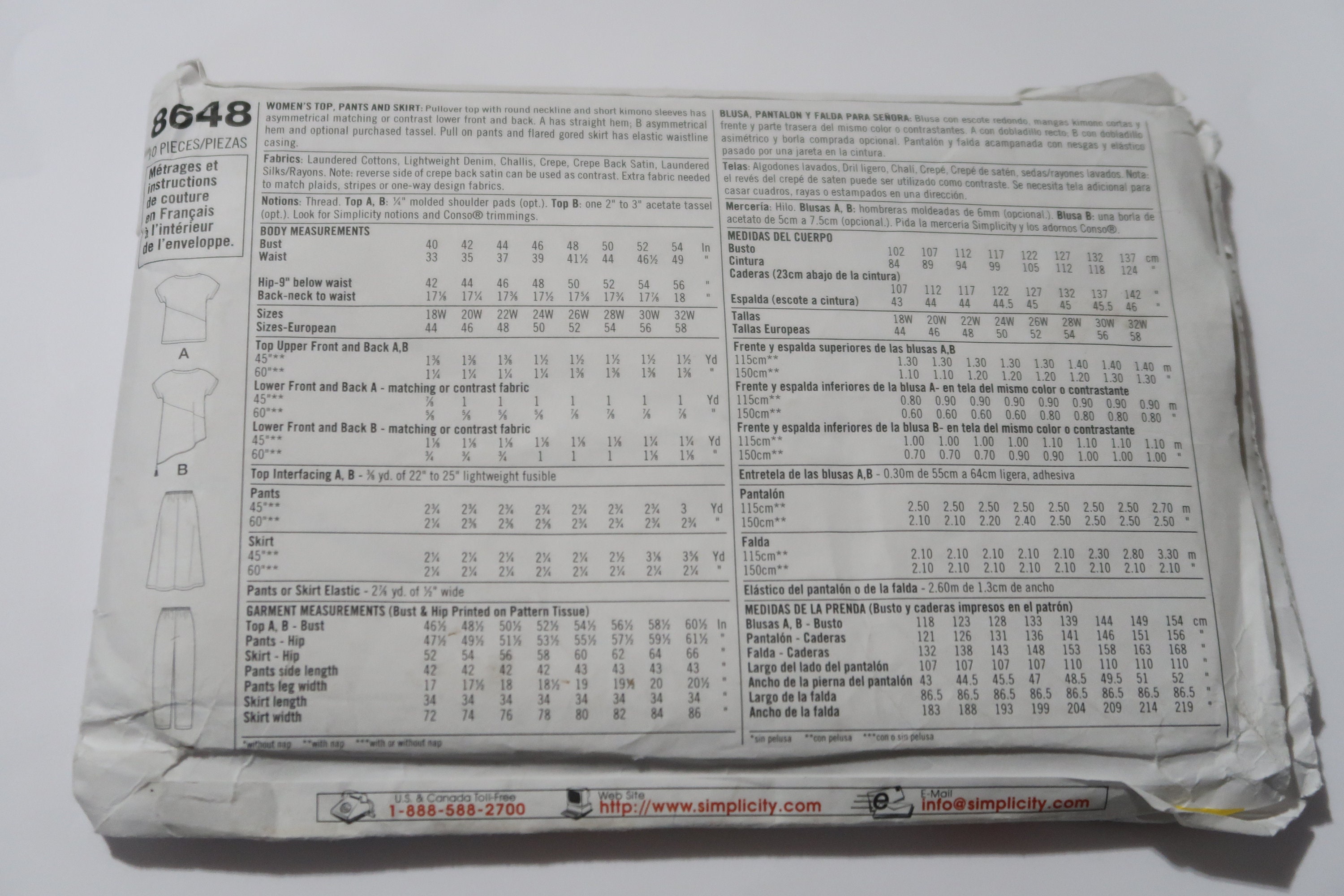 Uncut 18W-24W Full Figure Solutions Simplicity 8648 Two Hour - Etsy