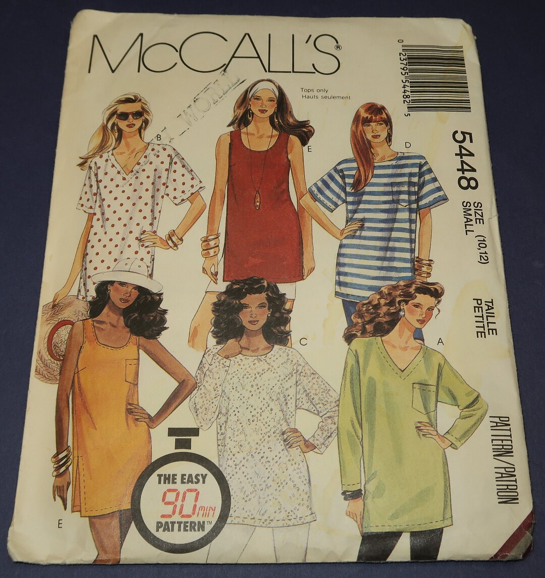 Uncut 10-12 Mccalls 5448 Misses Tunics Pattern Dated 1981 - Etsy