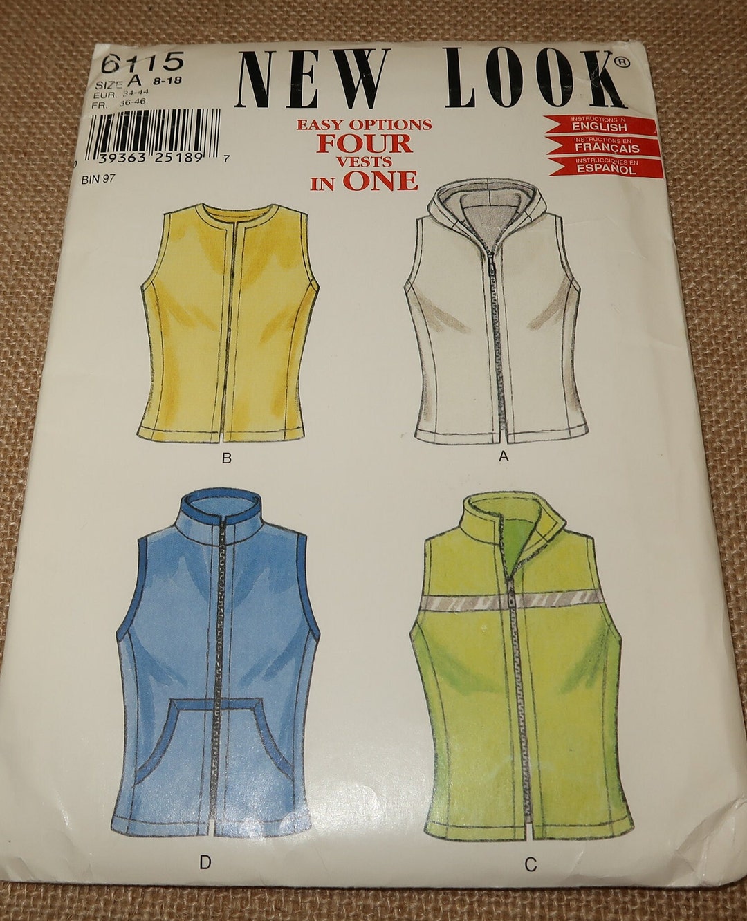 Uncut 8-18 New Look 6115 Easy Options Four Vests in One - Etsy