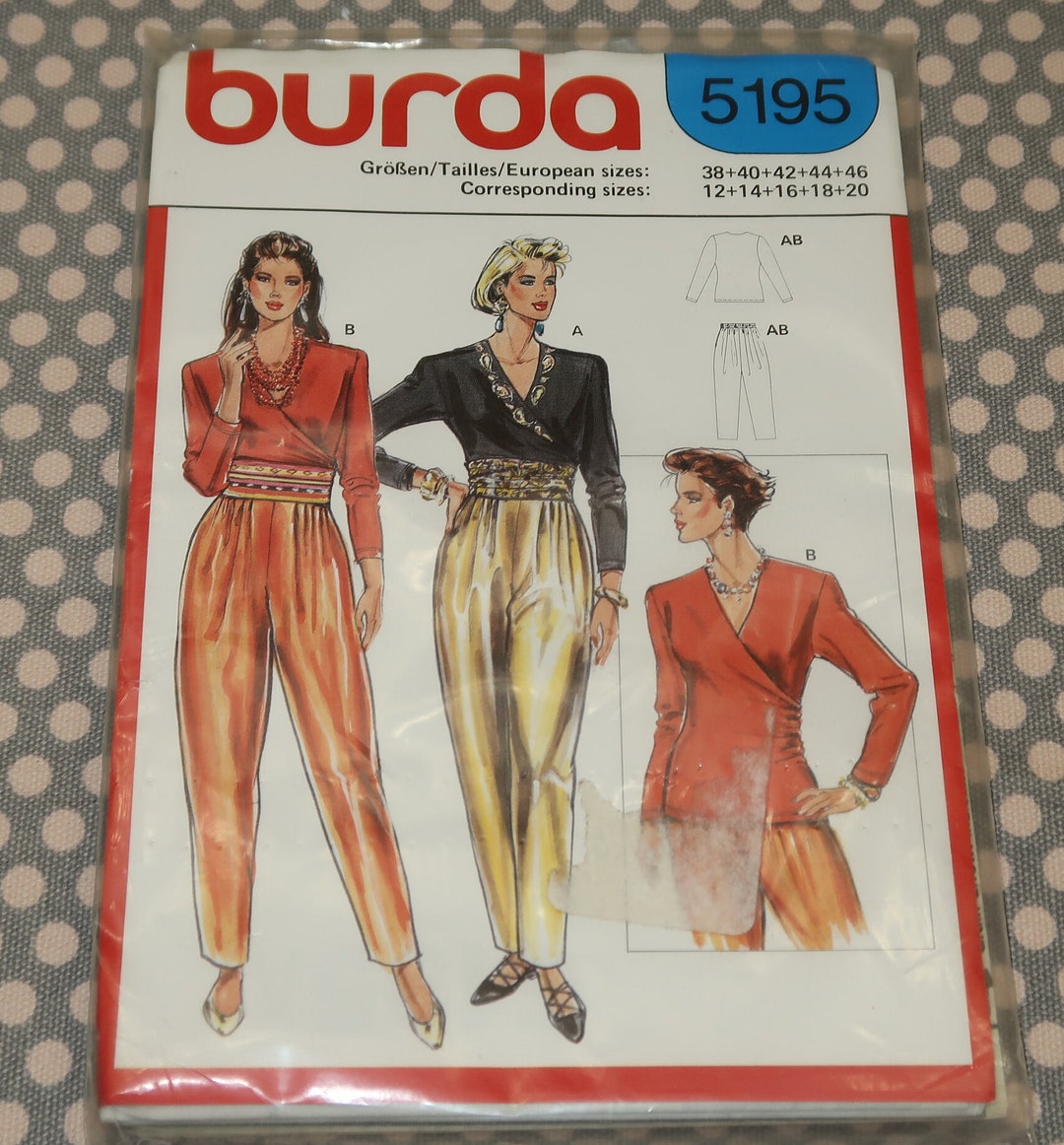 Uncut 12-20 Burda 5195 Pants and Cross Over Bodice Top Pattern - Etsy