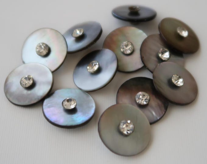 Vintage 10 Shell and Rhinestone Buttons, 3/4 Inch - Etsy