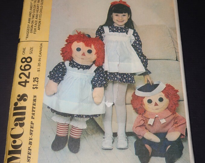 Uncut Mccalls 4268 Raggedy Ann and Andy 36 Inch Dolls Pattern Includes ...