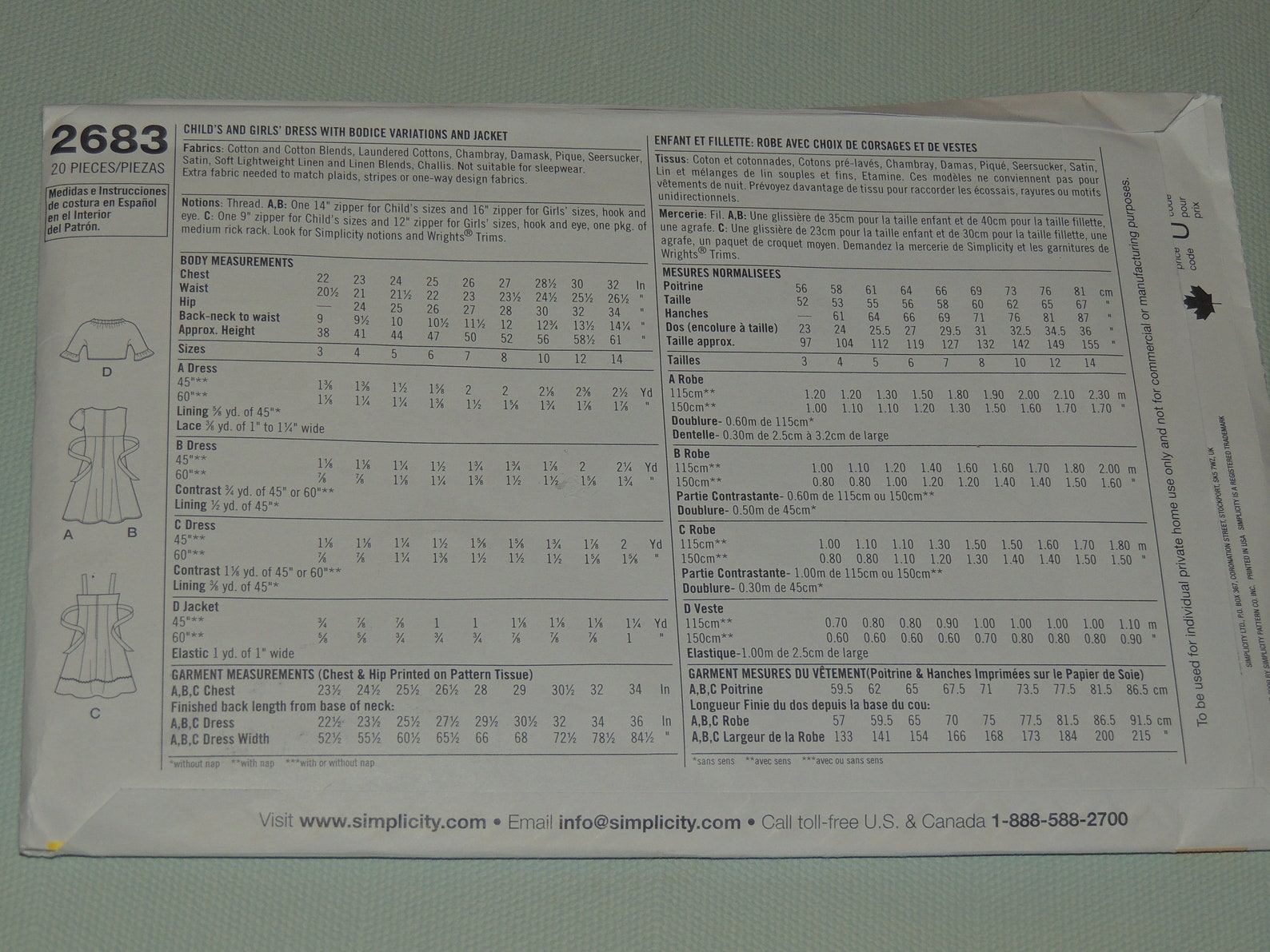 Uncut 3-6 Girls Dress and Jacket Pattern Simplicity 2683 - Etsy